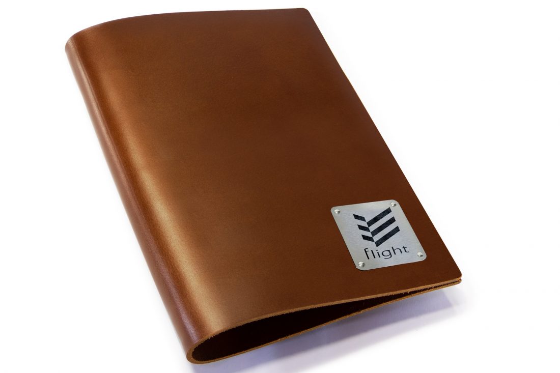 Leather Ring Binder A4 Portrait Laser Etching on Stainless Steel Plaque